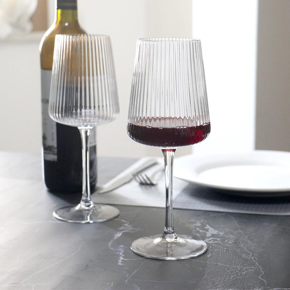 Nordic Simple Creative Stripe Home Crystal Glass Wine Glass White Wine Glass Hejian County